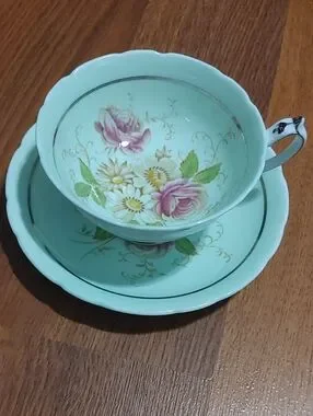 PARAGON | Dining | 5 Add On Paragon Mint Green Floral Teacup And Saucer ...